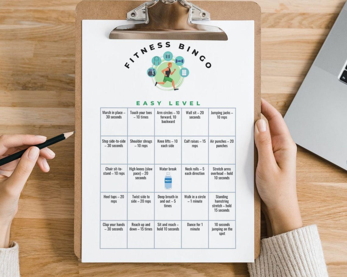 Fitness Bingo Cards Set | Easy, Medium & Hard Difficulty | Printable ...