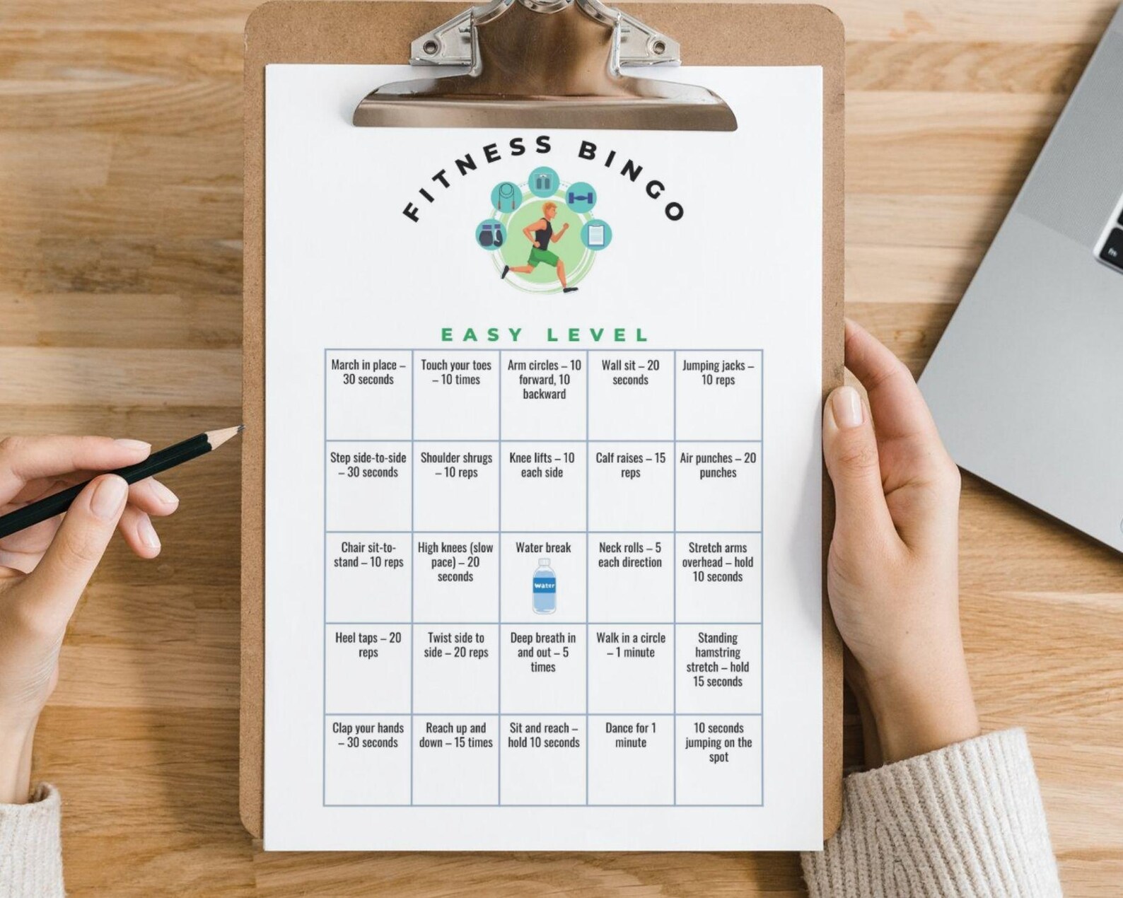 Fitness Bingo Cards Set | Easy, Medium & Hard Difficulty | Printable ...
