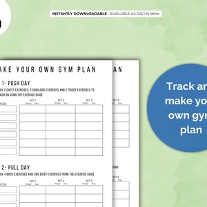 Gym Workout Guide Printables | 5 Workout Exercise Charts for Each ...
