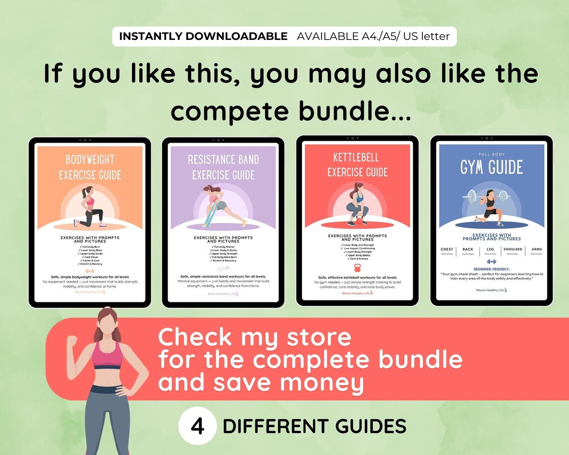 Gym Workout Guide Printables | 5 Workout Exercise Charts for Each ...