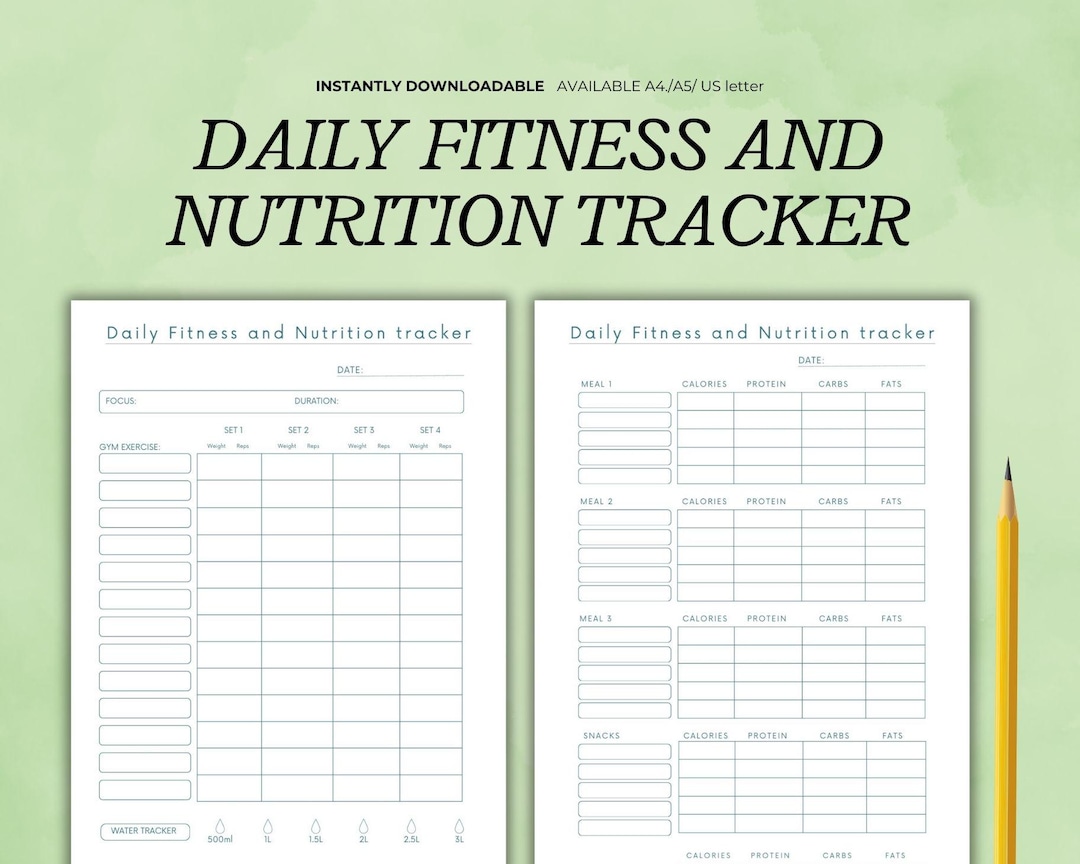 Printable Daily Fitness and Nutrition Tracker, Fitness Printable ...
