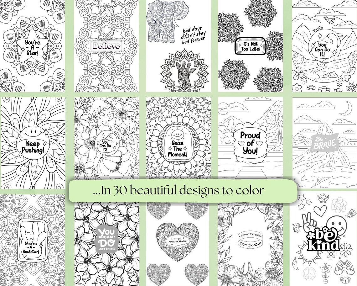 30 Motivational Mental Health Coloring Pages, Inspirational Coloring ...