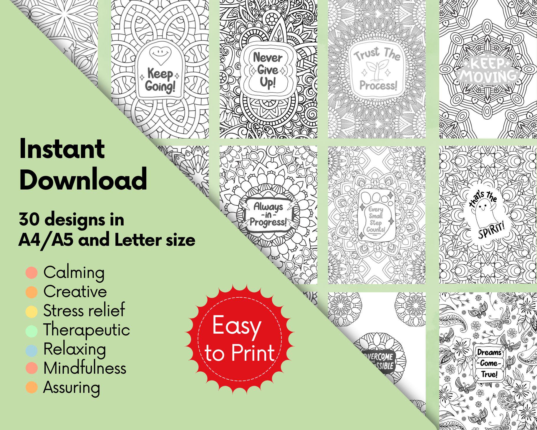 30 Motivational Mental Health Coloring Pages, Inspirational Coloring ...