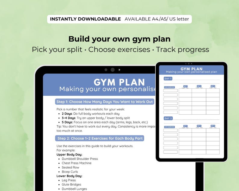 Gym Workout Guide Printables | 5 Workout Exercise Charts for Each ...