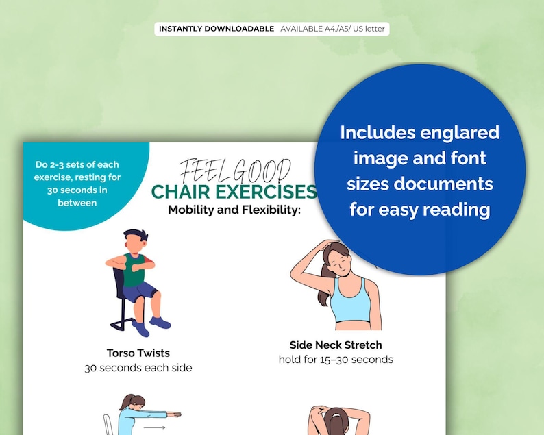 Printable Chair Workout Plan for Seniors & Beginners – Seated Exercise ...