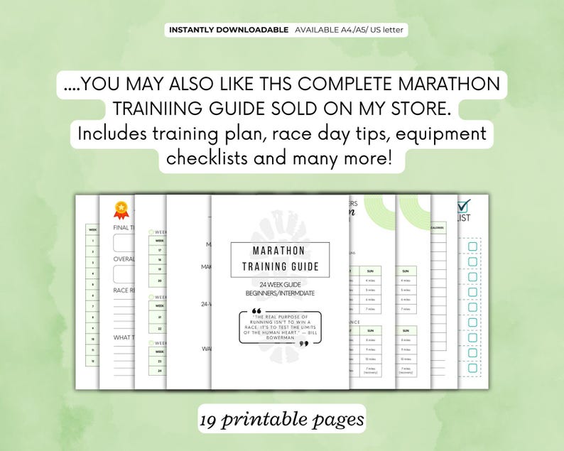 Printable 16 Week Marathon Training Plan, Running Guide, Cardio Tracker ...