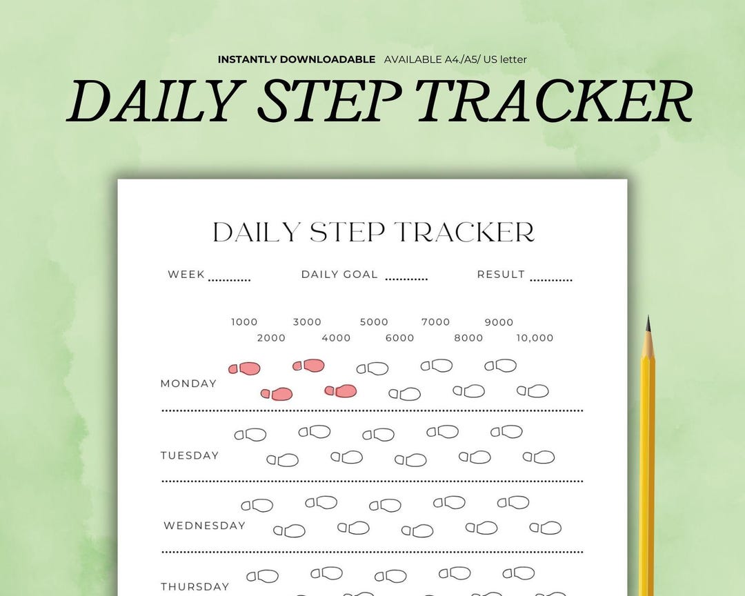 Daily Steps Tracker, Printable Health Journal, Fitness Tracker, Color ...