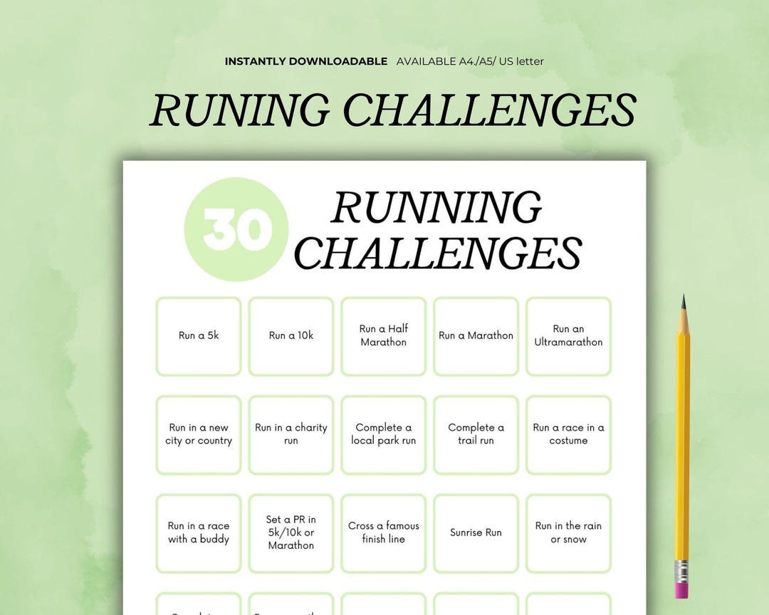 30 Running Challenges Printable, Running Goals, Fitness Challenge ...