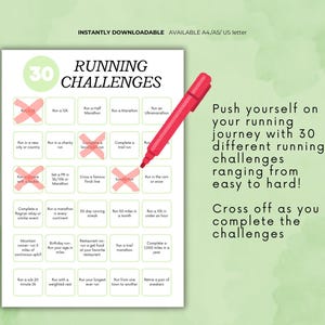 30 Running Challenges Printable, Running Goals, Fitness Challenge ...