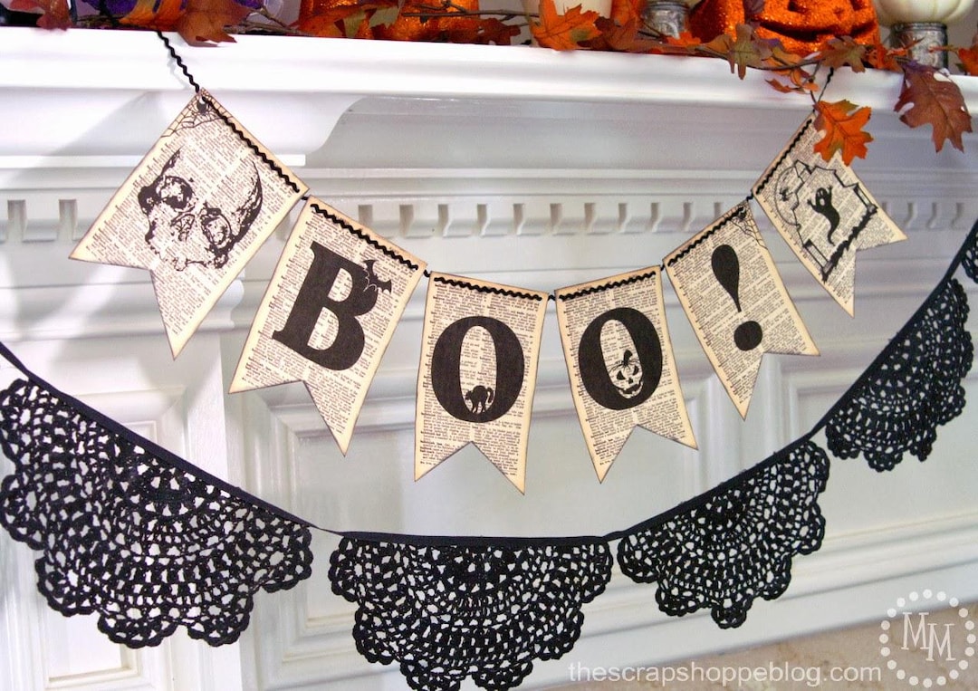 Printable Book Page BOO Banner - Etsy