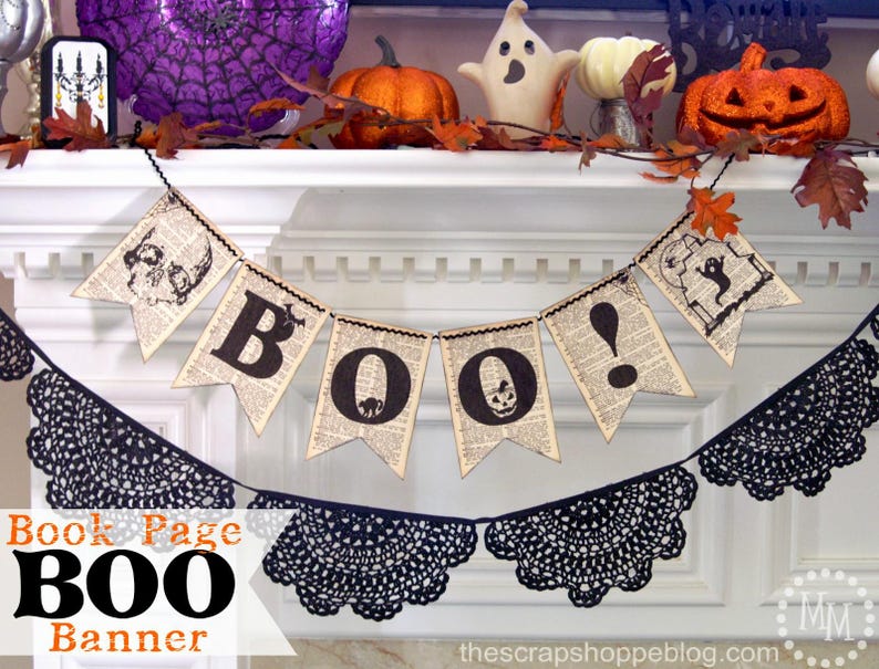 Printable Book Page BOO Banner - Etsy