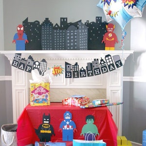 Superhero Cityscape PRINTABLE Banner With Number Burst - Etsy