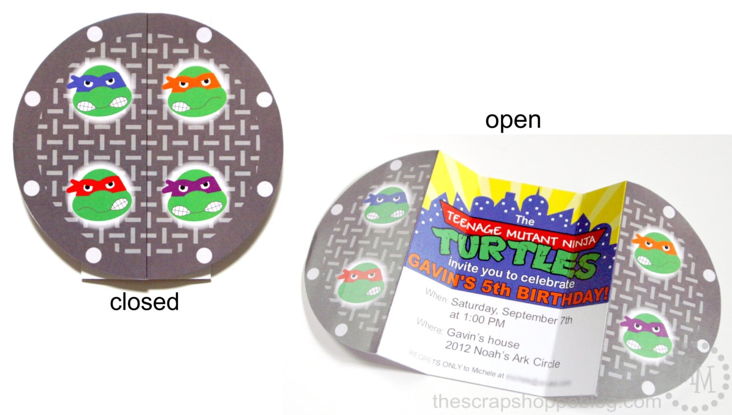 Ninja Turtle Manhole Custom PRINTABLE Birthday Invitation - Etsy
