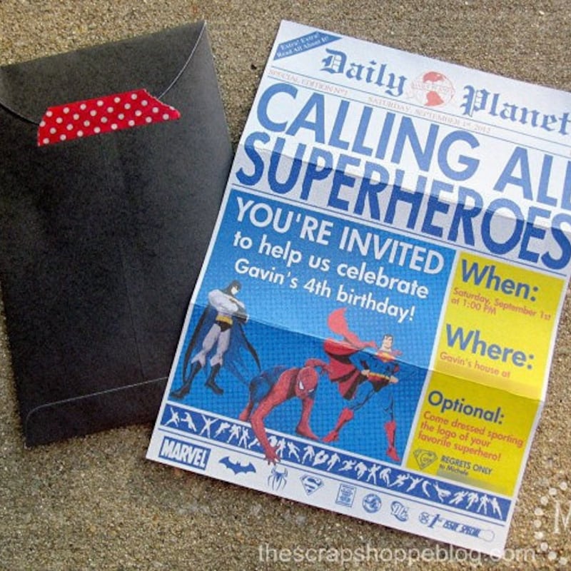 Superhero Newspaper Invitation - Etsy