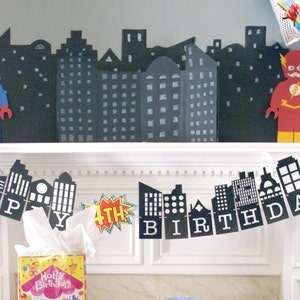Superhero Cityscape PRINTABLE Banner With Number Burst - Etsy