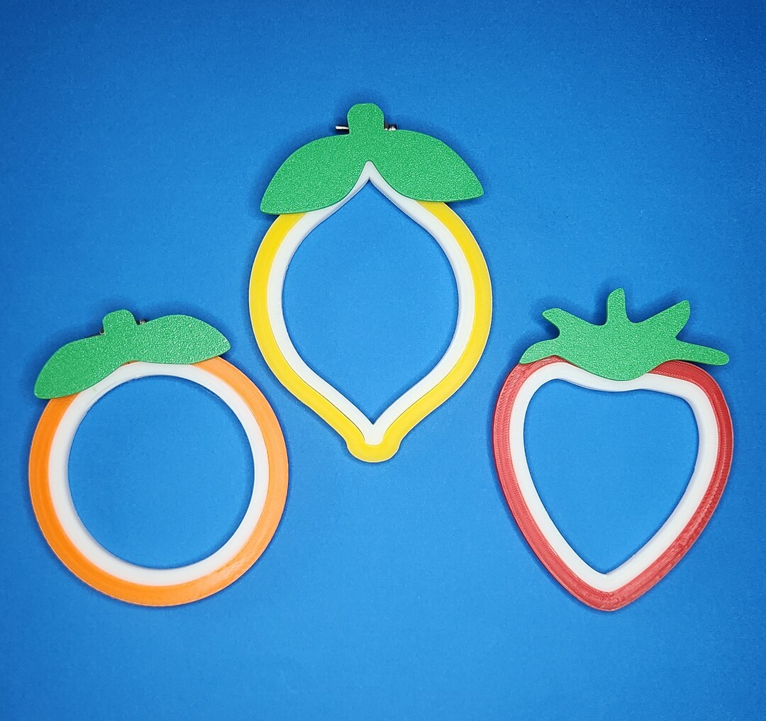 3D Printed Fruit Embroidery Hoops - Strawberry, Orange, Lemon - Etsy
