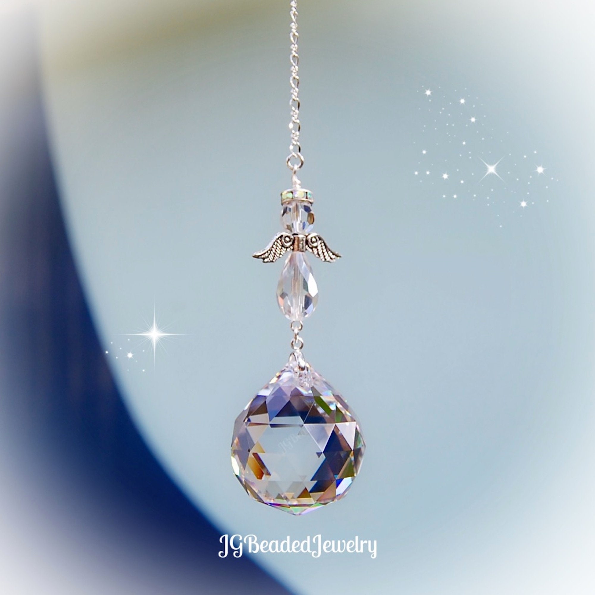 Guardian Angel Prism Crystal Suncatcher, Rearview Mirror Car Charm ...