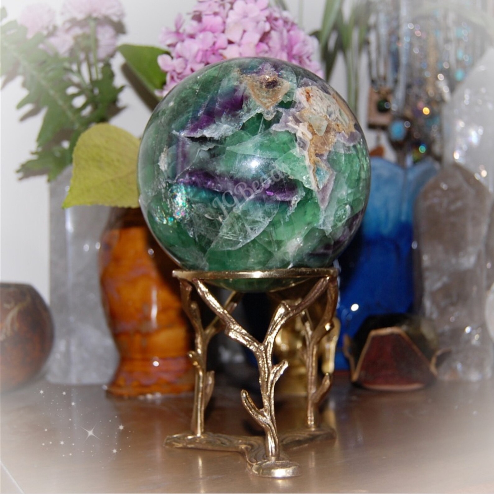 Large Crystal Ball Display Stand Brass Sphere Holder 2 - Etsy