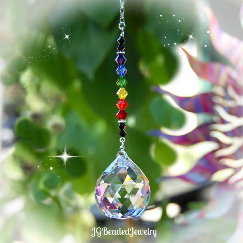 Black Rainbow Prism Crystal Suncatcher Rearview Mirror - Etsy