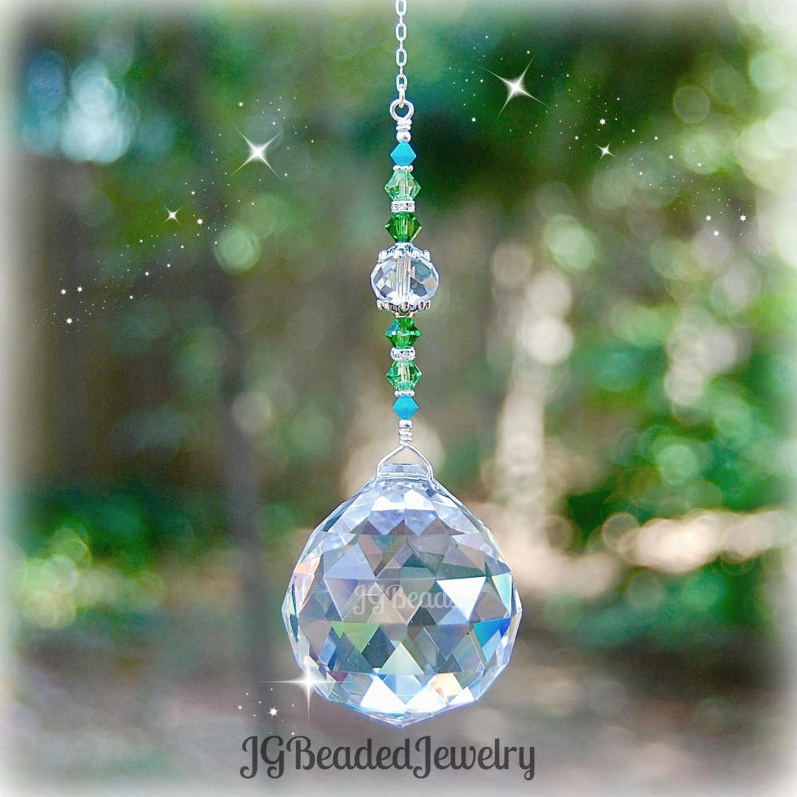 Large Hanging Prism Suncatcher Light Catcher Green Peridot | Etsy