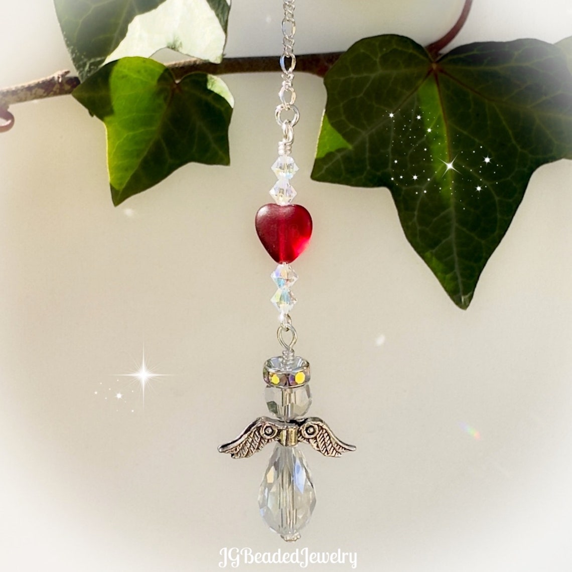 Heart Guardian Angel, Rearview Mirror Car Charm, Ornament, Window Decor ...