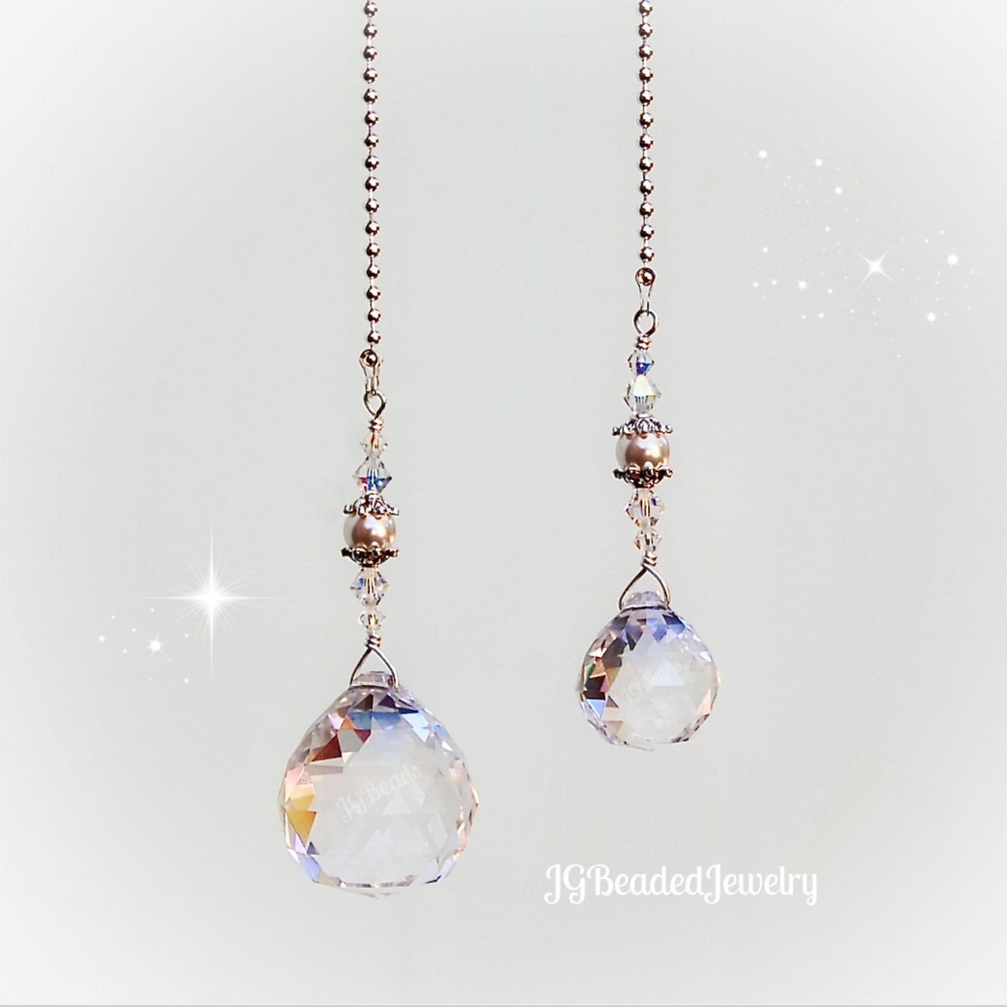 Crystal Prism Light Fan Pull Set With White Pearls - Etsy