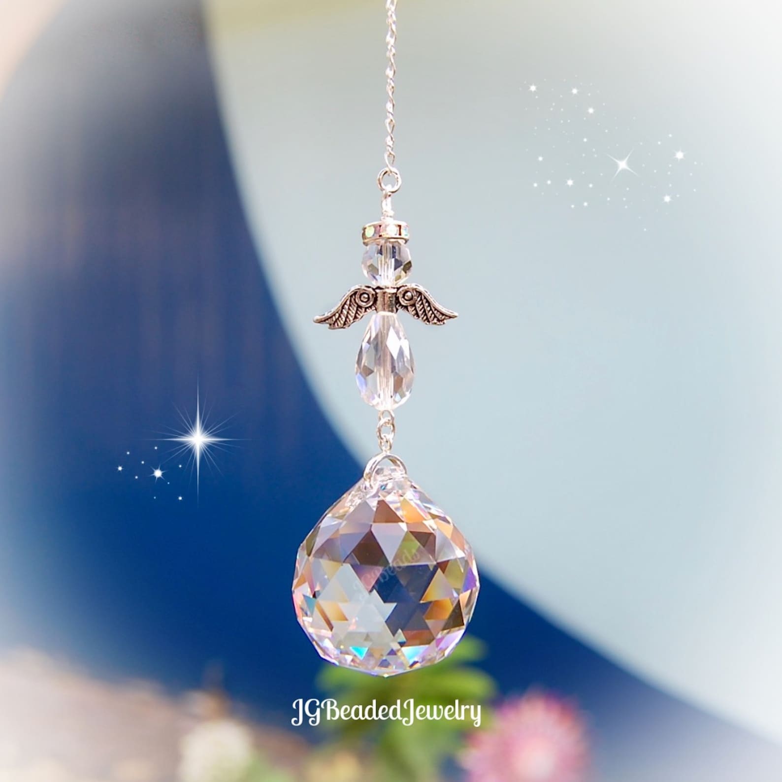 Guardian Angel Prism Crystal Suncatcher, Rearview Mirror Car Charm ...