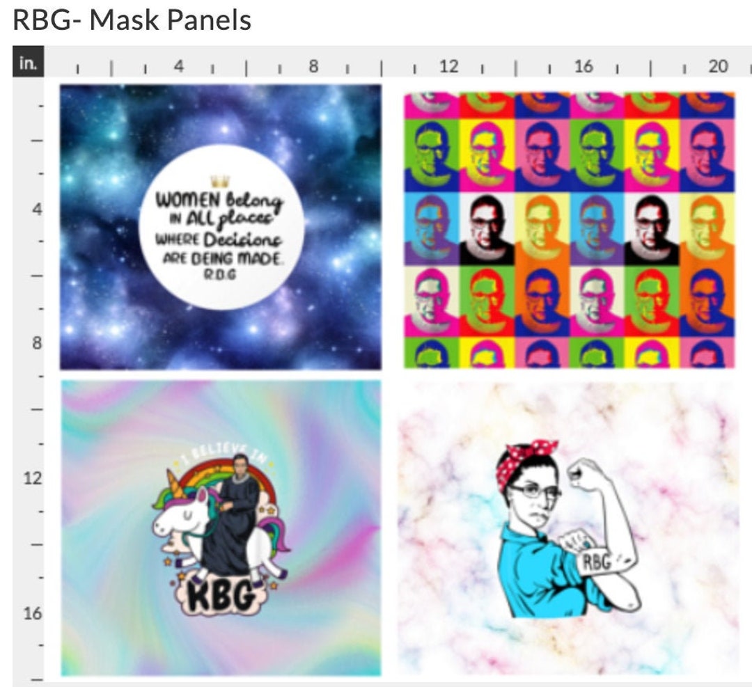 RBG Mask Panels DIY Fabric Face Mask, Cotton, Ruth Bader Ginsburg - Etsy