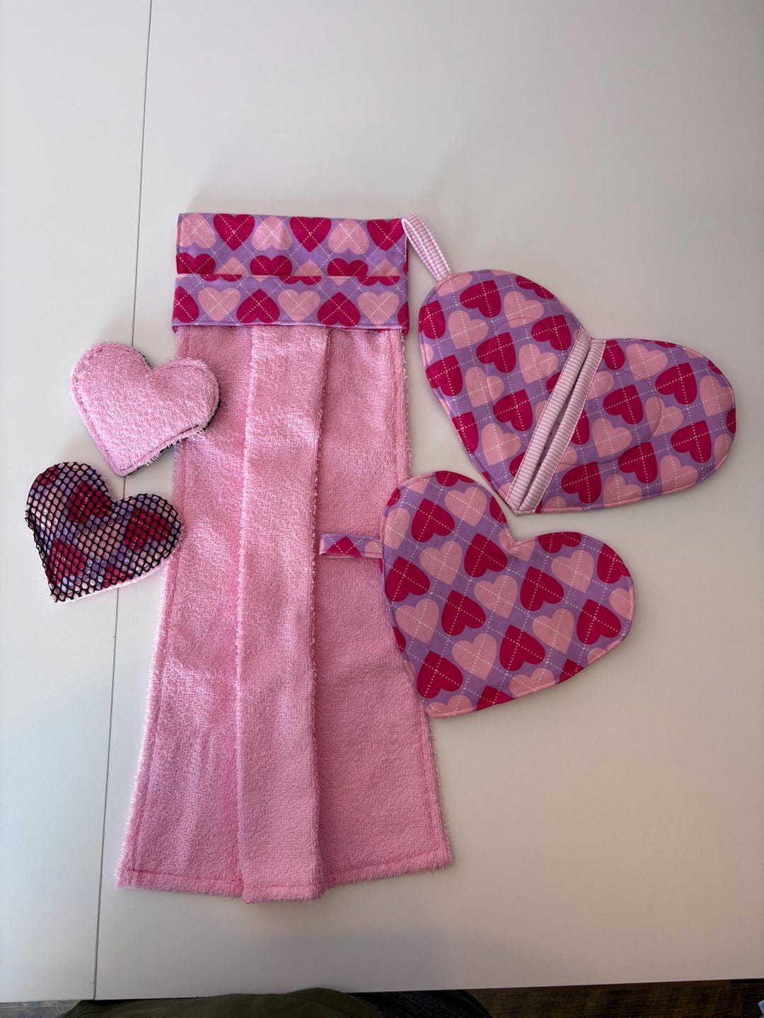 Heart Shaped Kitchen Towel, Potholder, and Sponge Set - Etsy