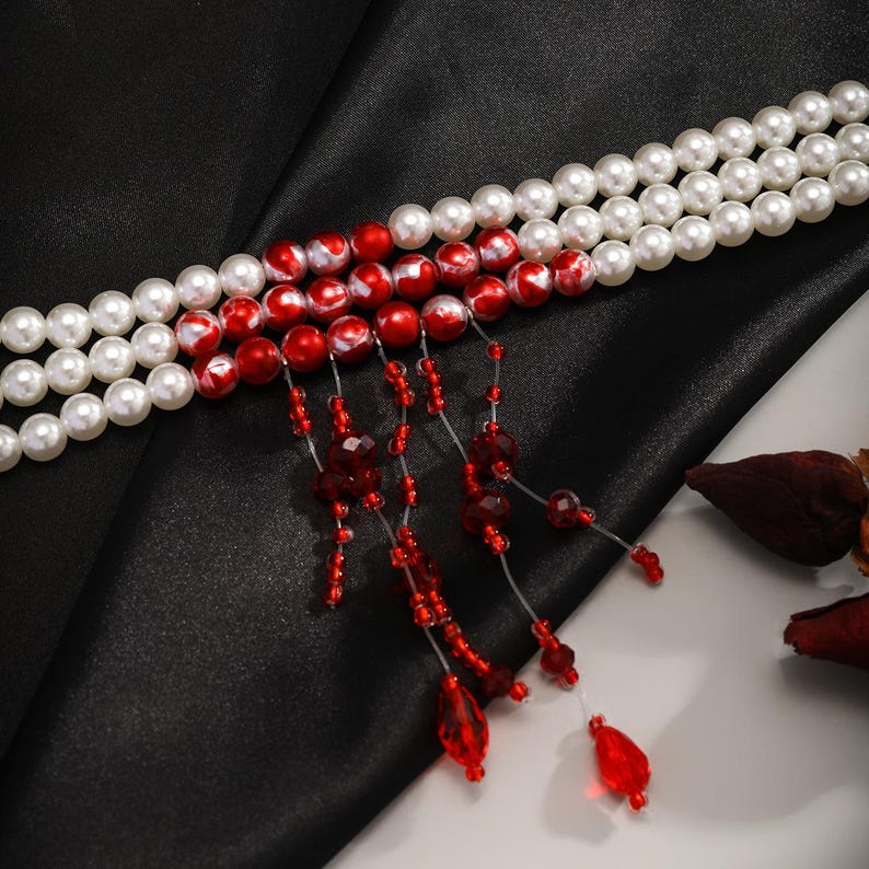 Necklace Dripping Blood Imitation Pearls Womens Necklace Halloween ...