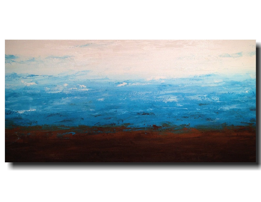 Original Art, Large Abstract, Blue Painting ,rustic, Industrial Decor ...