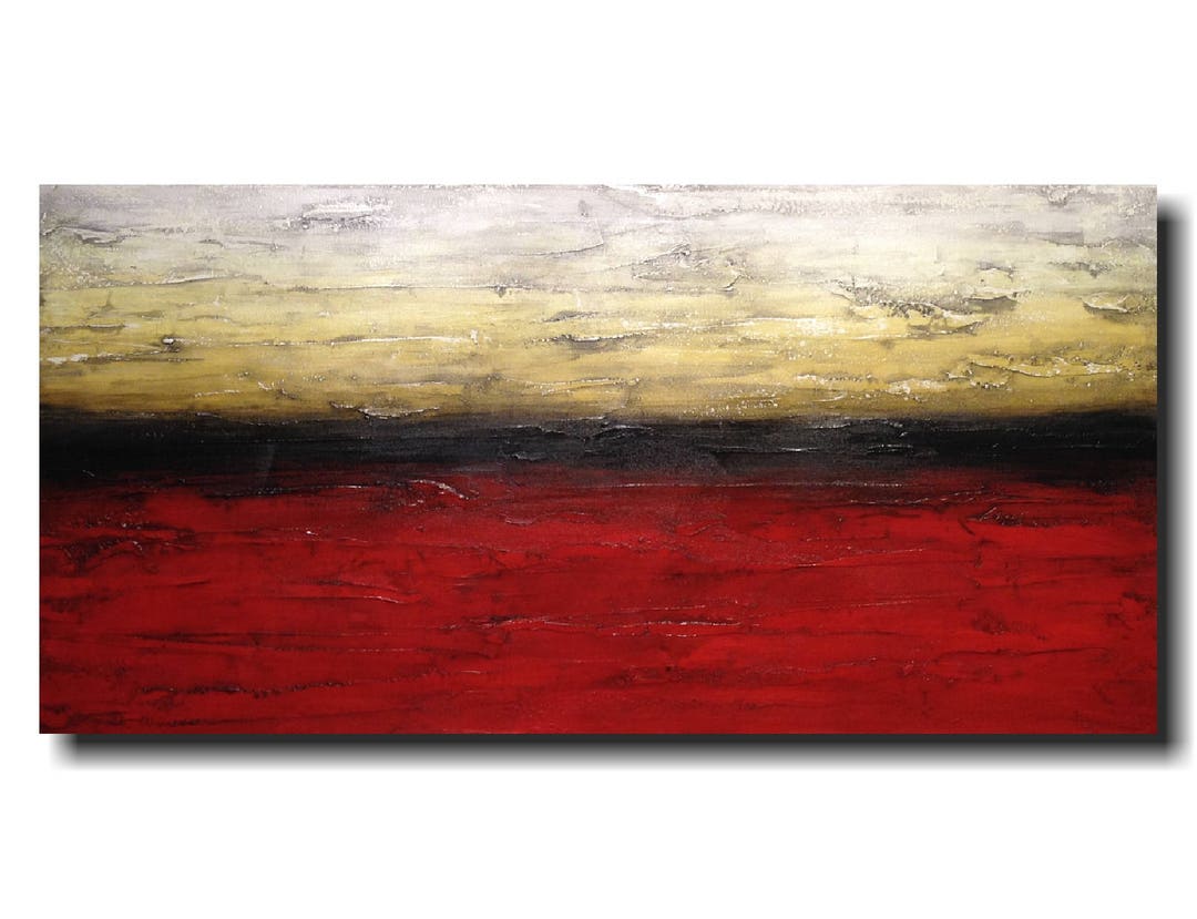Original Art, Large Abstract , Red Painting, Industrial Decor , by ...
