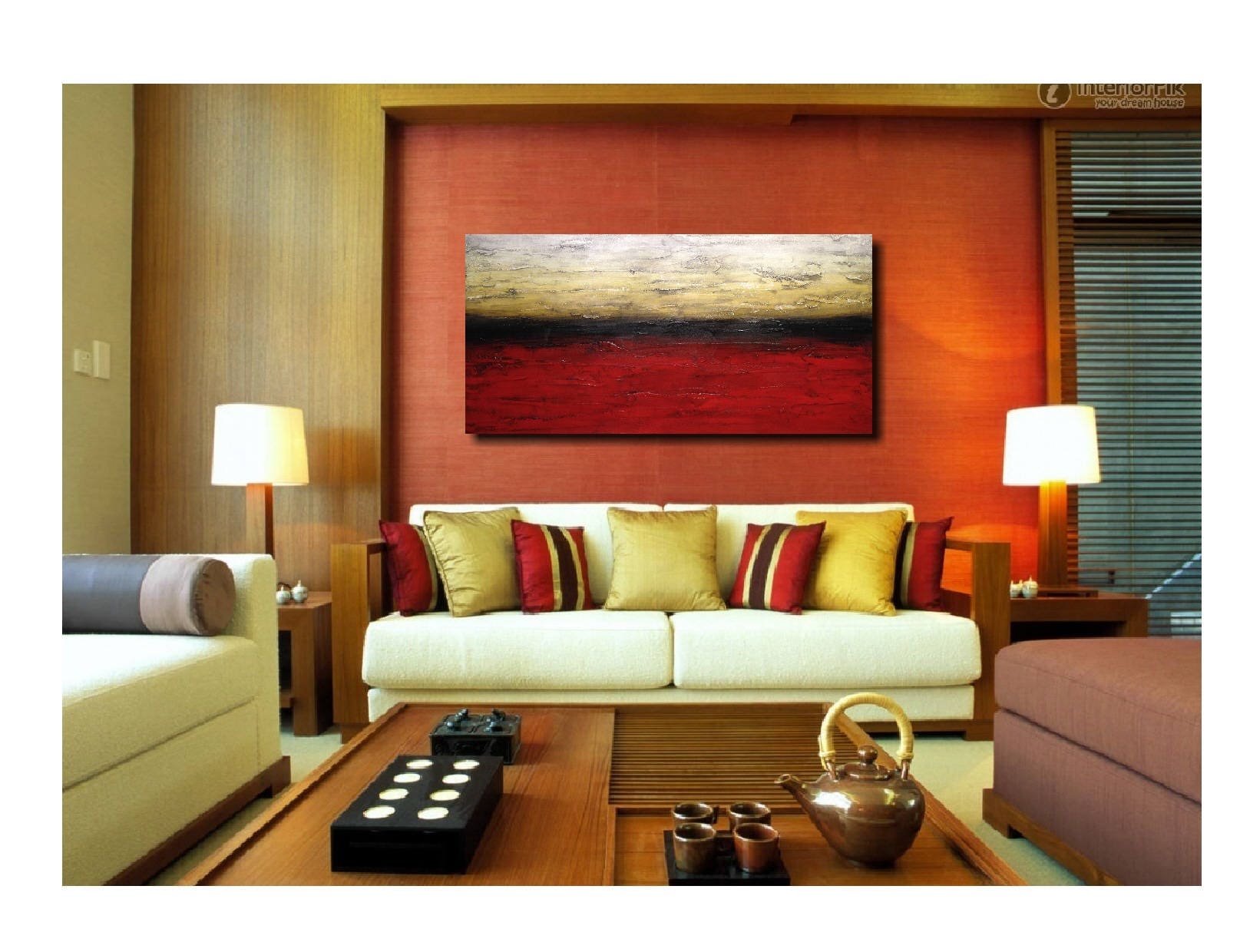 Original art Large abstract red painting Industrial decor | Etsy