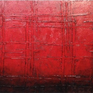 Original Art, Large Abstract, Red Painting, Industrial Decor, by ...