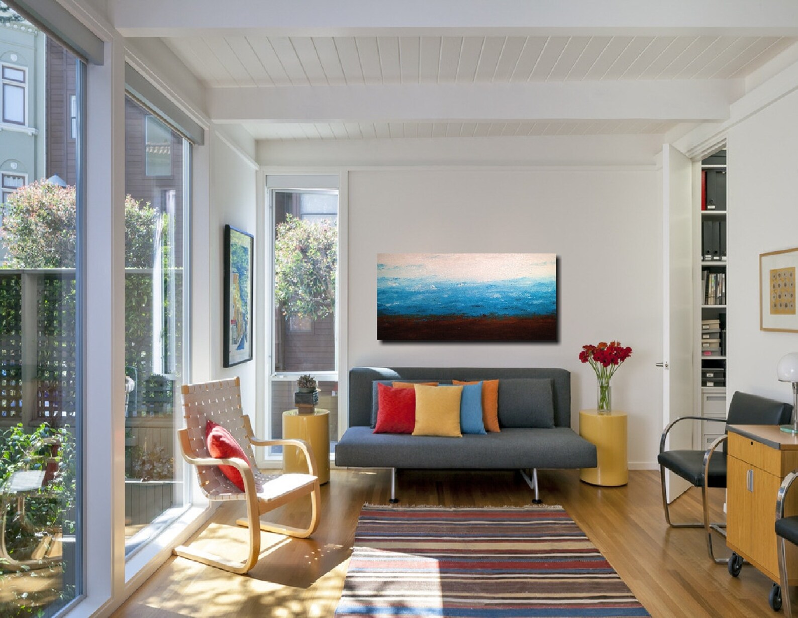 Original Art Large Abstract Blue Painting rustic - Etsy