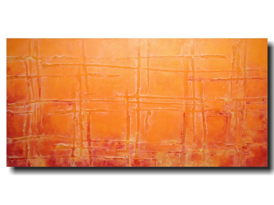 Original Art, Large Abstract Orange Painting by Jmjartstudio ...