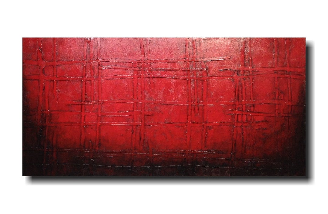 Original Abstract Painting Large Red Wall Art Rustic Industrial Wall ...