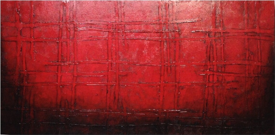 Original abstract painting Large red wall art Rustic | Etsy