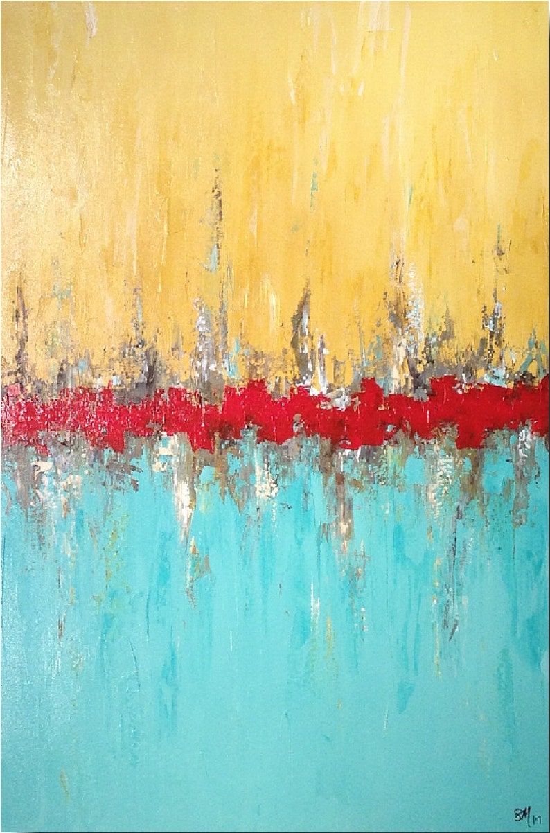 Original Art, Large Abstract, Blue Painting, Industrial Decor, by ...