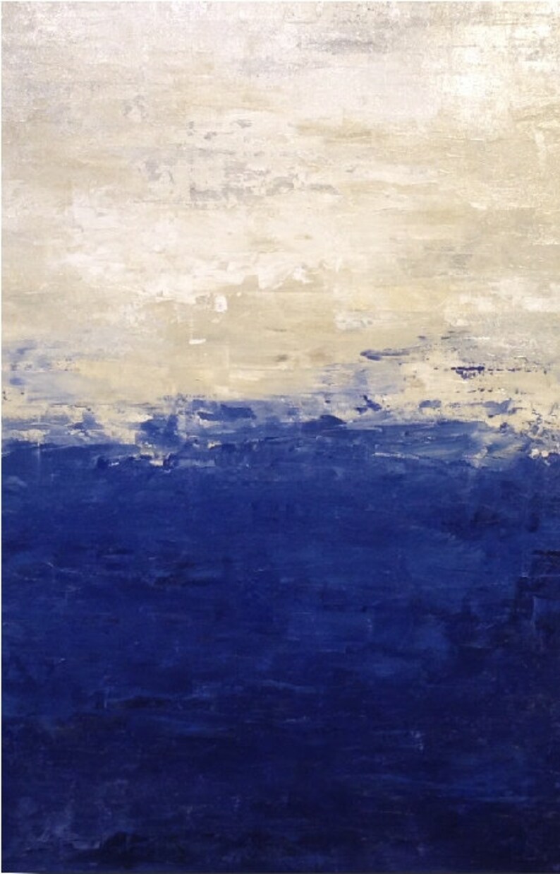 Original Art, Large Abstract, Blue Painting, Industrial Decor, Beach ...