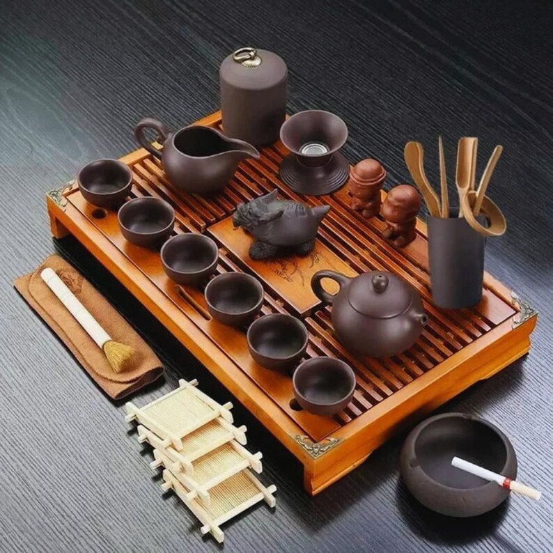 Yixing Tea Set With Solid Wood Tray - Etsy
