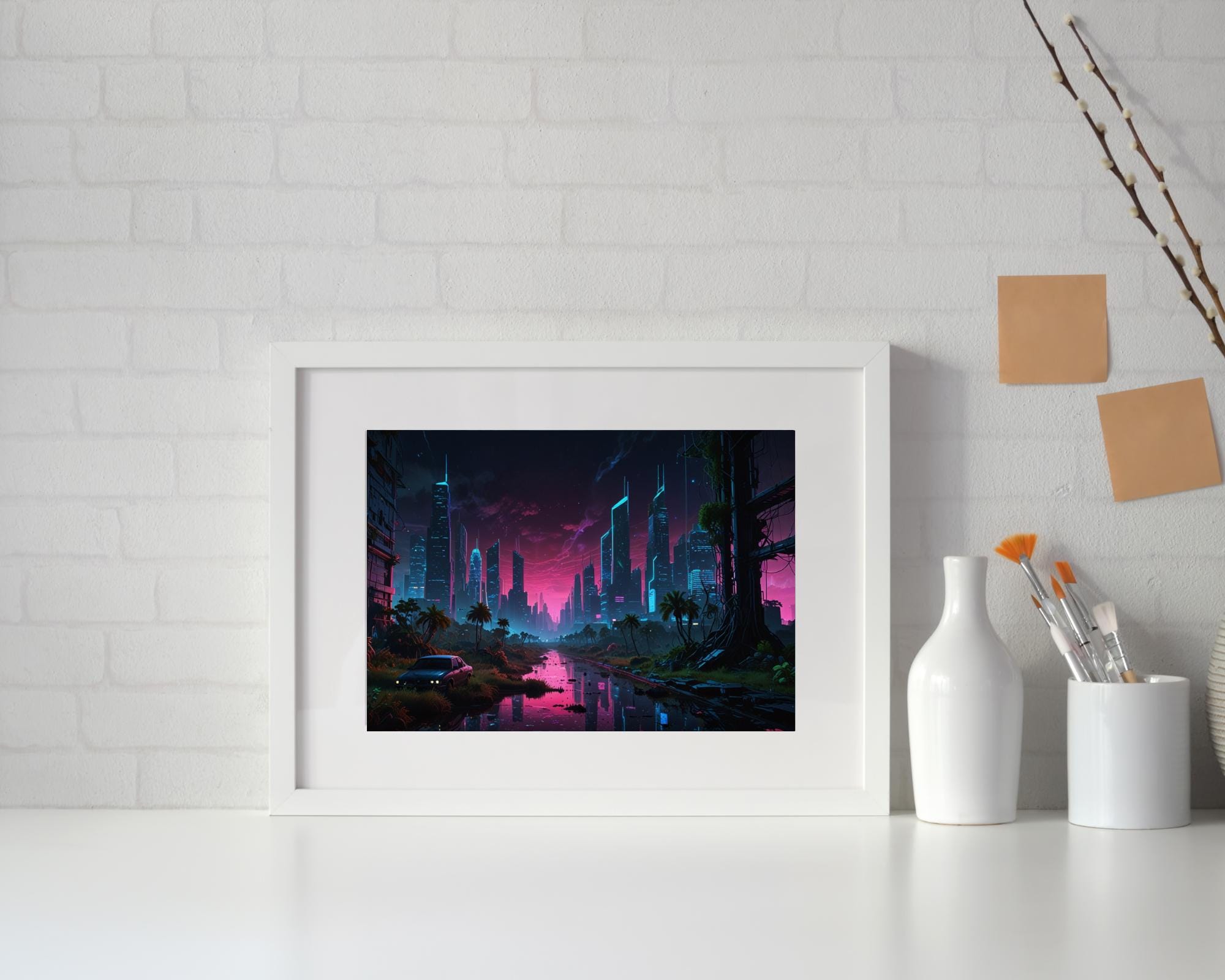 Vaporwave Digital Wall Art | Retro Neon Cyberpunk Print | Printable ...