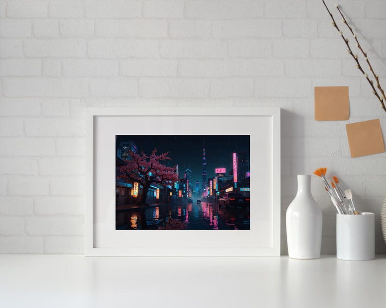 Vaporwave Tokyo Print: Retro Cyberpunk Neon Art (digital Download) - Etsy