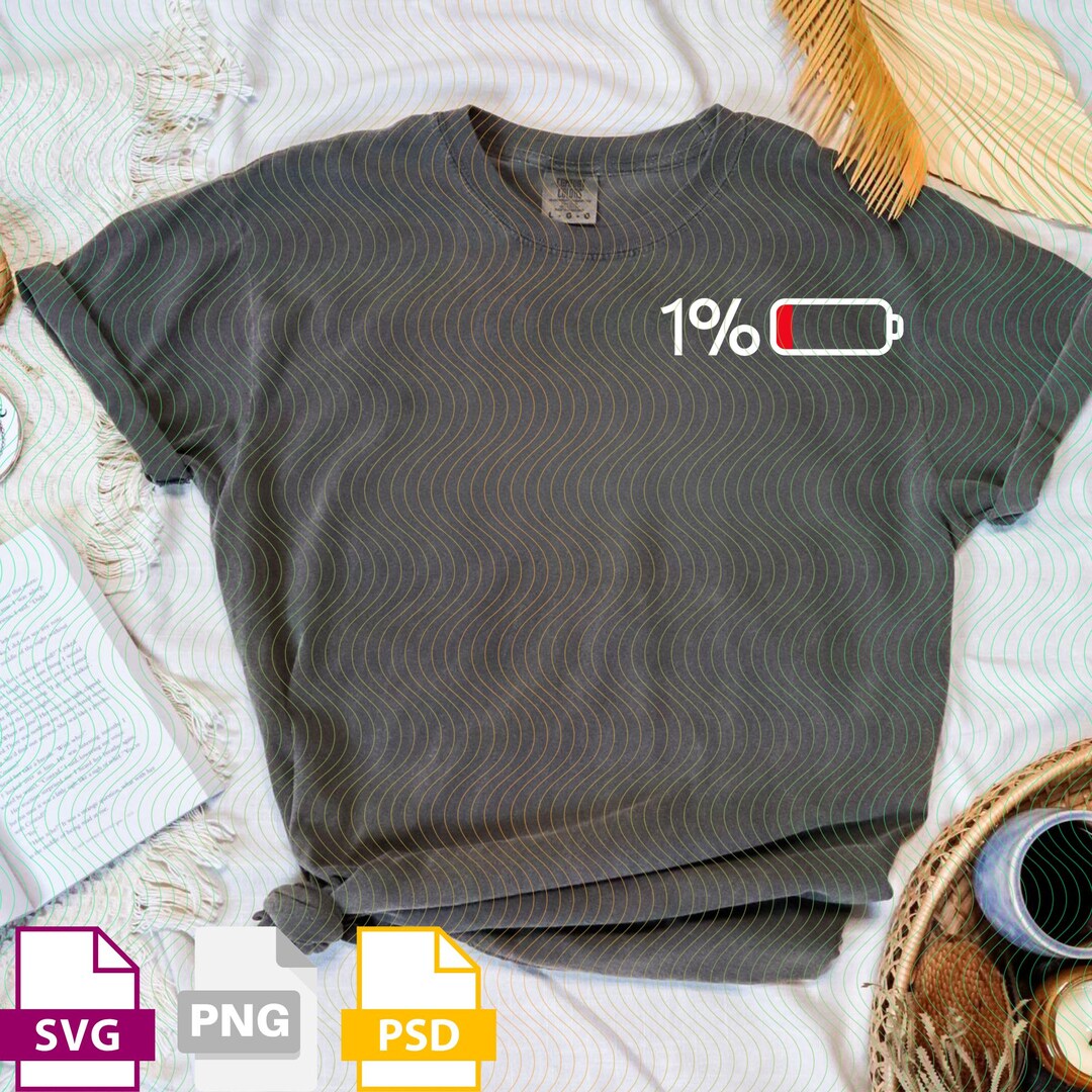 1 Percent Remaining Png Svg File, Low Battery PNG, Funny Social Battery ...
