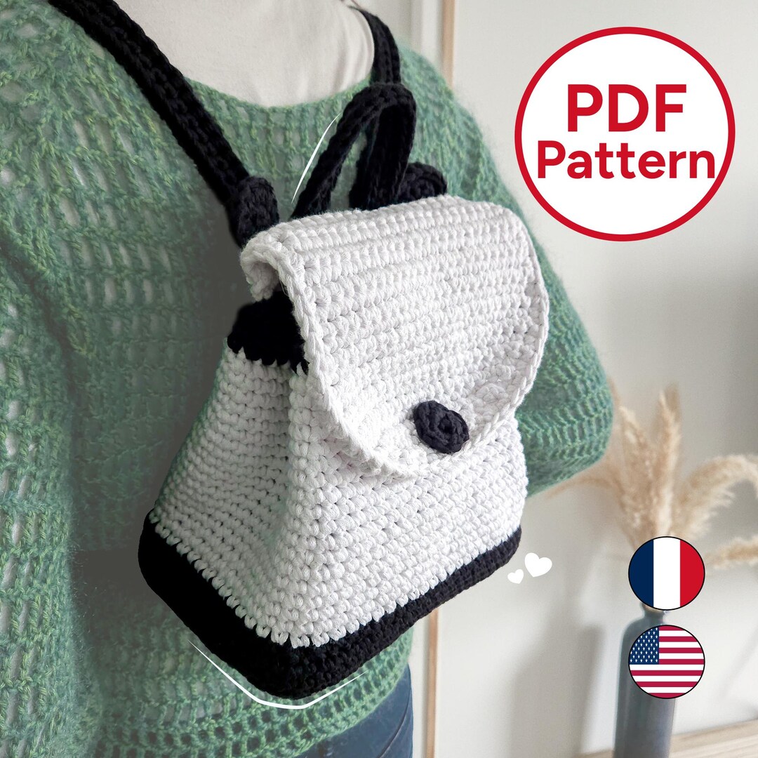 Crochet Panda Backpack Pattern, Crochet Panda Tote Bag, DIY Crochet ...