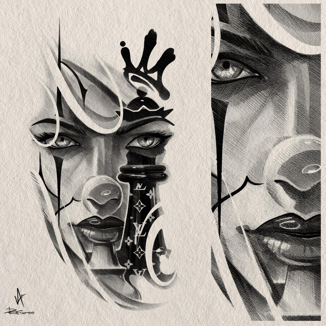Queen // Chicano Style Tattoo and T-shirt Design - Etsy