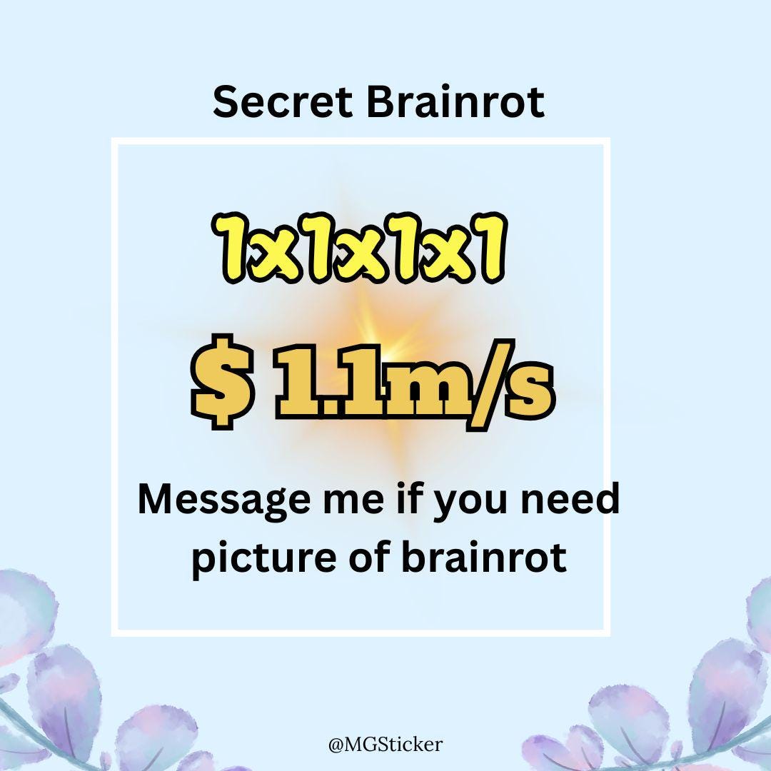 Roblox Steal a Brainrot SAB - 1x1x1x1 (1.1m/s) Secret Brainrot - Etsy