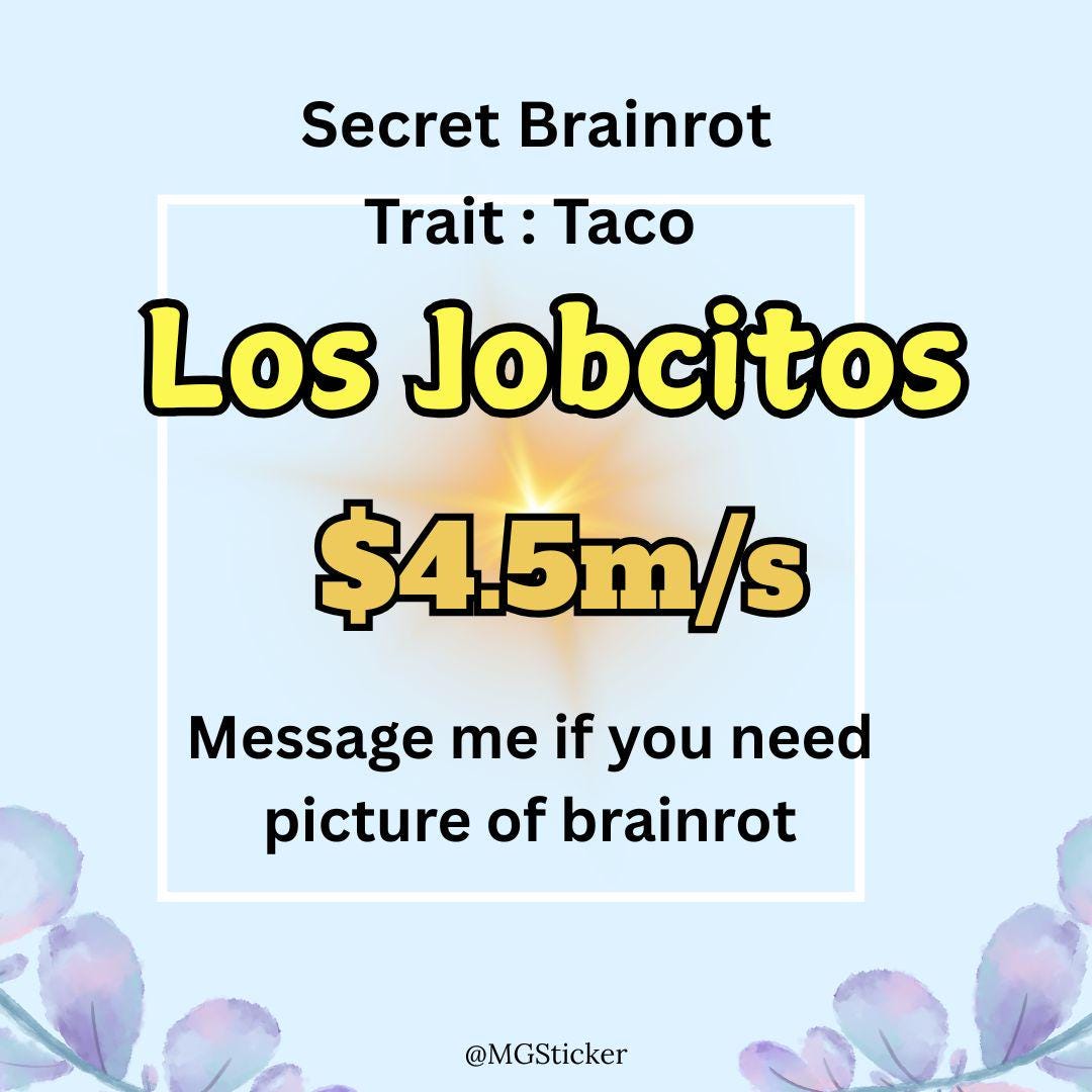 Roblox Steal a Brainrot SAB - Los Jobcitos | 4.5m/s | Secret Brainrot ...