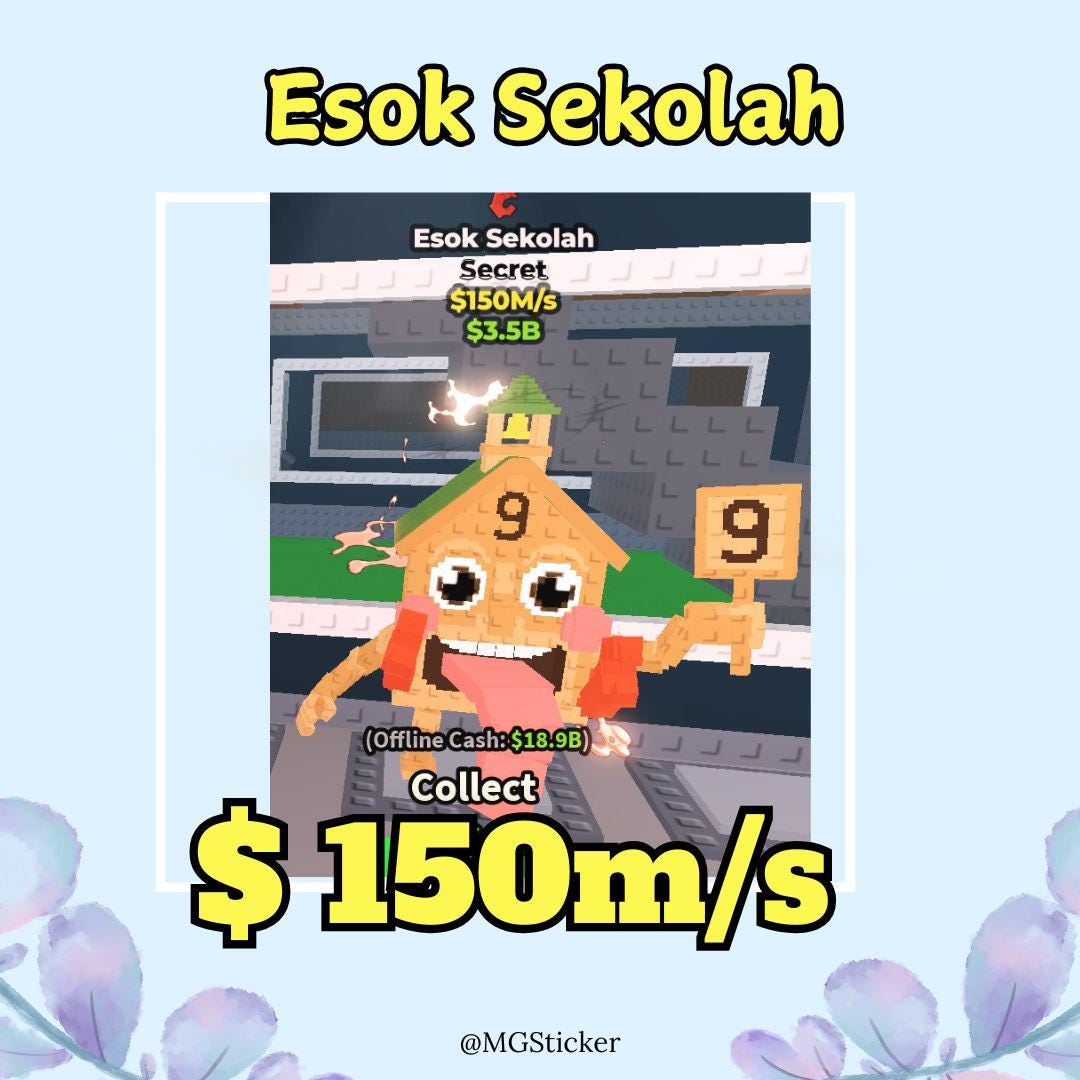 Roblox Steal a Brainrot SAB- Esok Sekolah | 150m/s | - Etsy