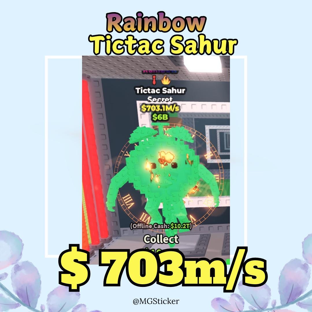 Roblox Steal a Brainrot SAB - Tictac Sahur |703m/s| Rainbow Secret ...